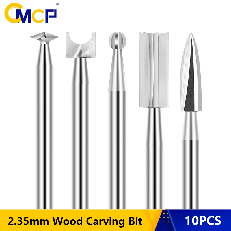 CMCP Wood Carving Bit 10PCS Wood Engraving Drill Bits 2.35mm Shank ...