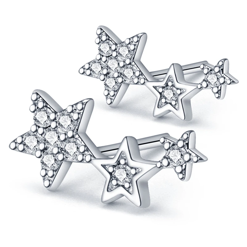 925 sterling silver Earrings Silver Star Shape Earrings Fine Jewelry ...