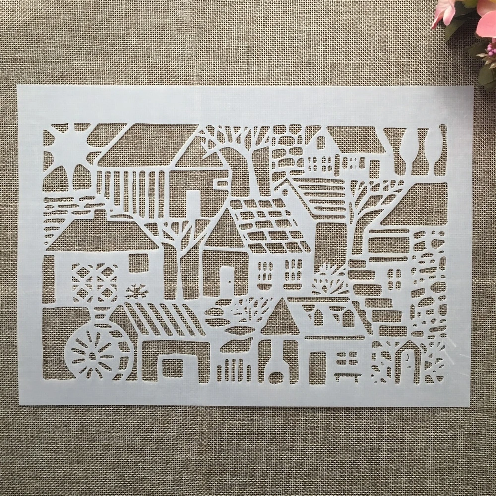 A4 29cm Countryside Rural House Diy Layering Stencils Wall Painting ...