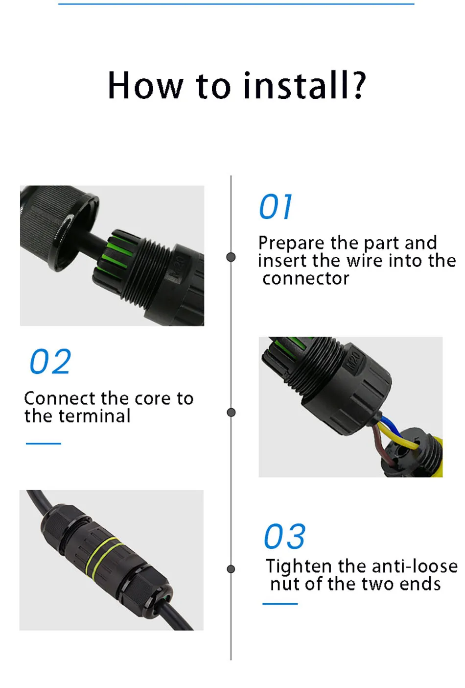 1 шт. M16 IP68 Кабельный соединитель 3pin 2pin 3,5-10,2 мм AC DC 450 в ...