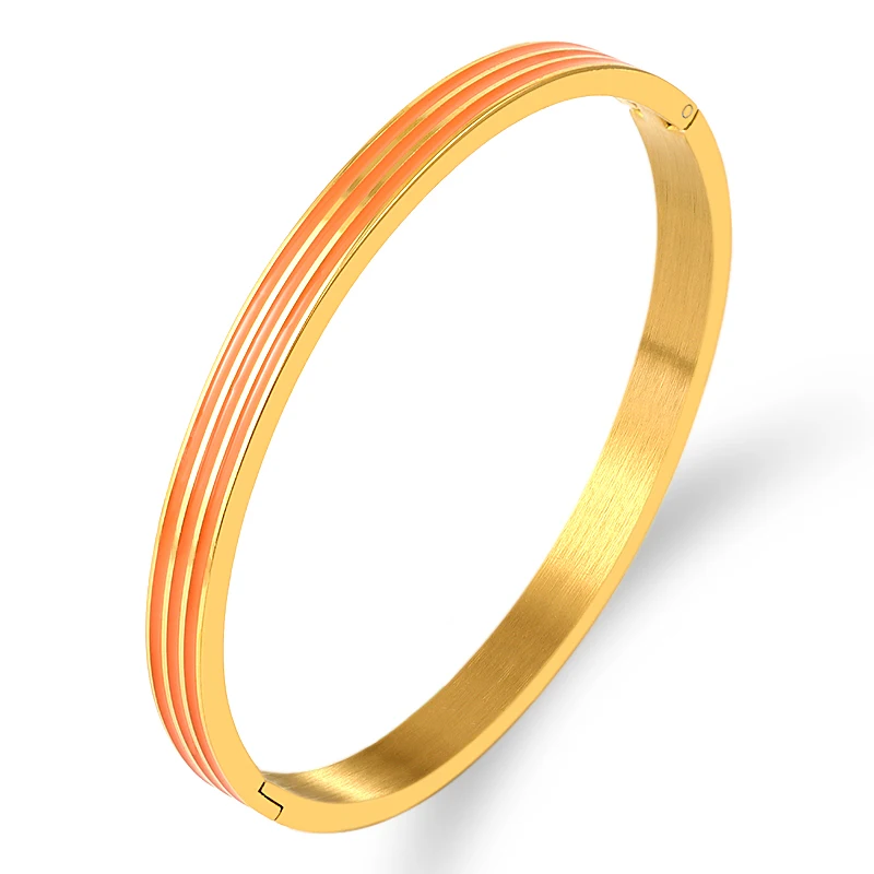 Enamel-Geometry-Jrewelry-Orange-White-Resin-Bangles-Bracelets-Gold ...