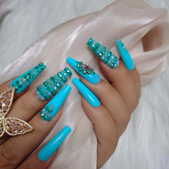 Aqua Blue Acrylic Nails
