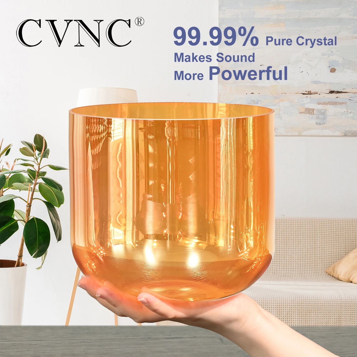 CVNC 7 Inch Alchemy Clear Quartz Crystal Singing Bowl Orange with ...