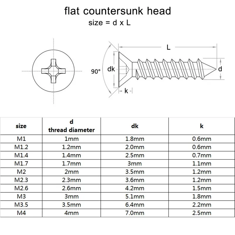 VIS,countersunk head-M3-20mm--Vis à bois autotaraudeuse en acier noir M1 M1.2 M1.4 M1.7 M2 M2.6 ...