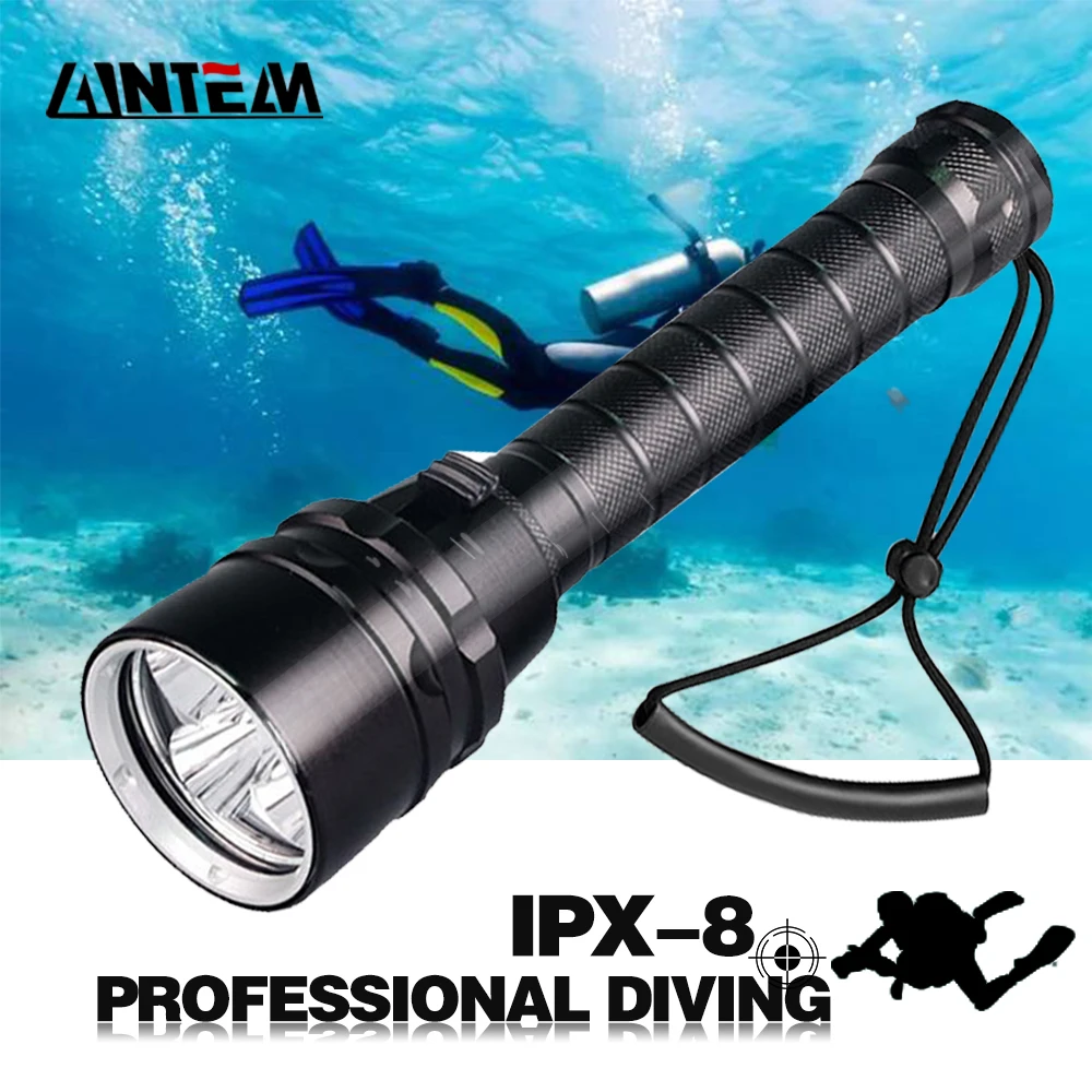 Waterproof Ipx8 Underwater Led Flashlight Diving - Super Powerful ...