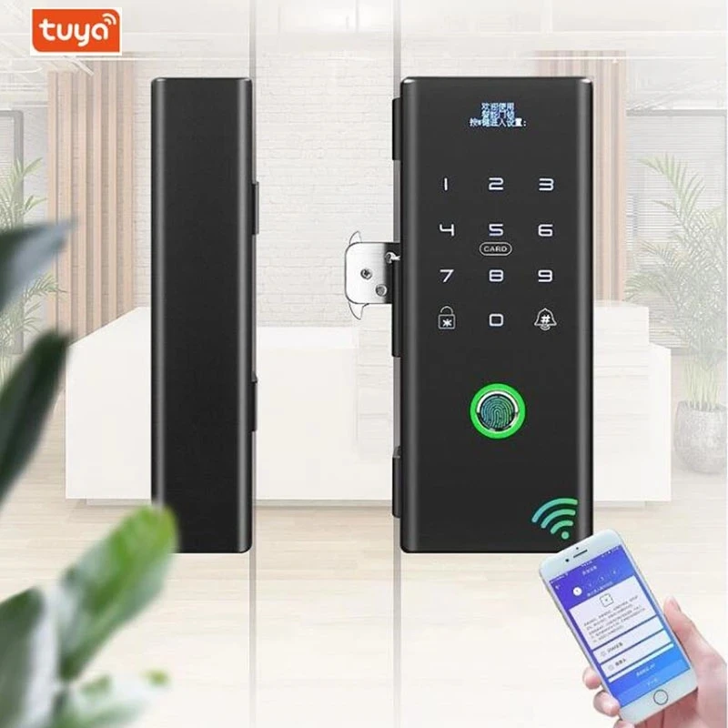 Smart-Glass-Door-Lock-WIFI-Tuya-Biometric-Fingerprint-Lock-Touch-Keypad ...