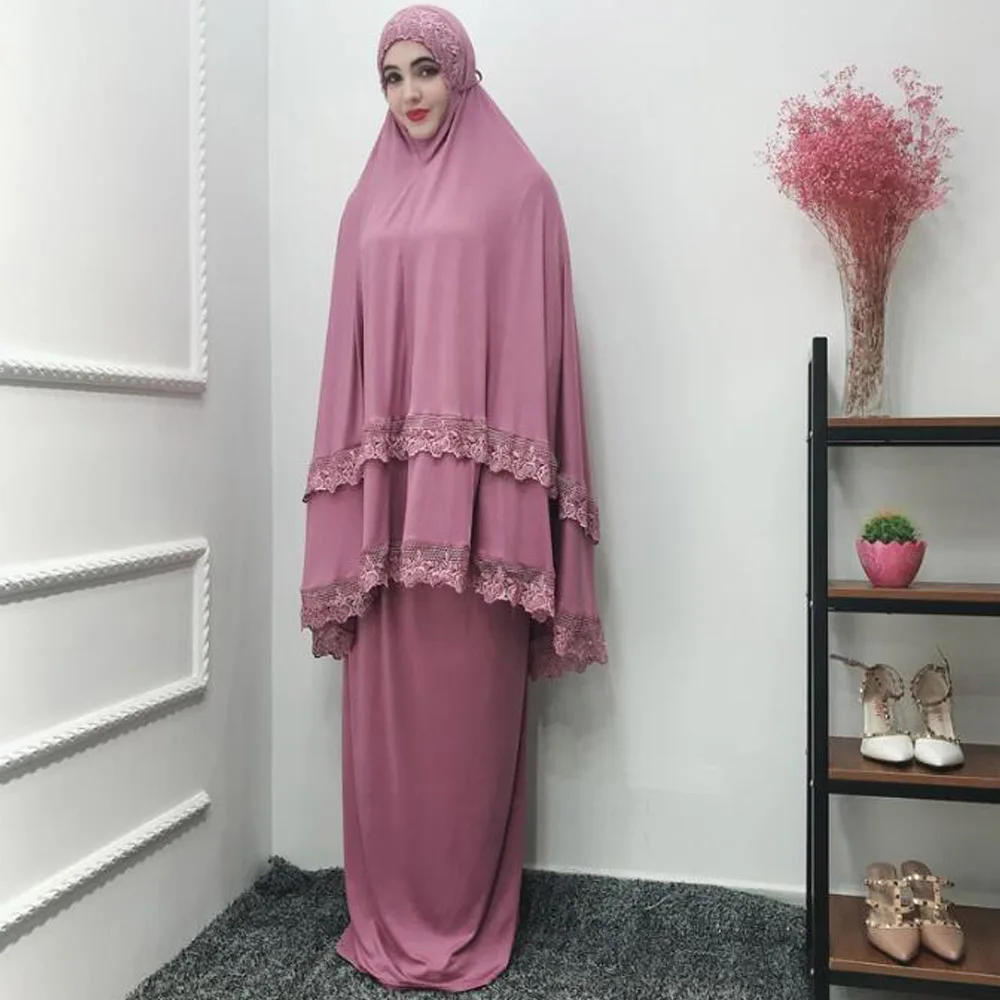 Muslim Women Thobe With Hijab Sets Abaya Dress Ramadan Caftan Arabe ...