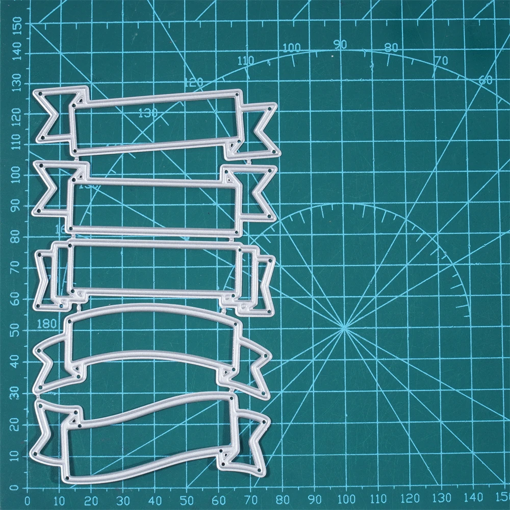 5PCS Banners Tag Label Ribbon Dies Metal Cutting Knife Mold For Diy ...