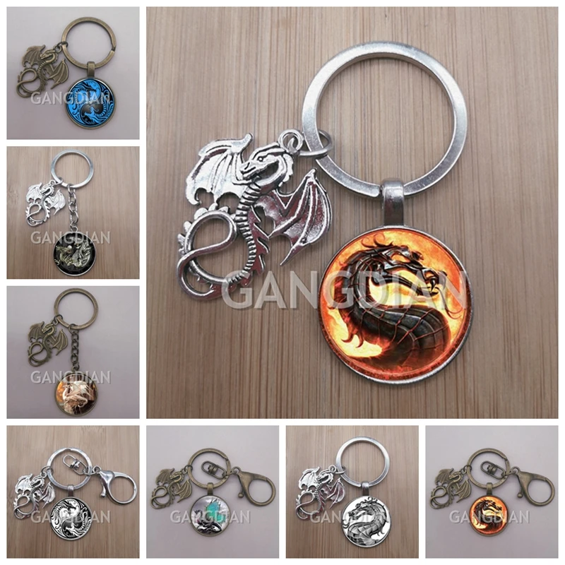 New-Fashion-Dragon-Keychain-Charm-Dragon-Pendant-Keychain-Glass-Dome ...
