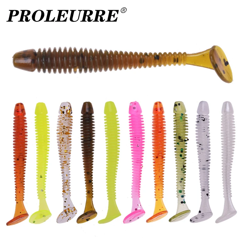 10pcs Easy Shiner Silicone Worms Soft Baits 5cm 0.7g Jigging Wobblers ...