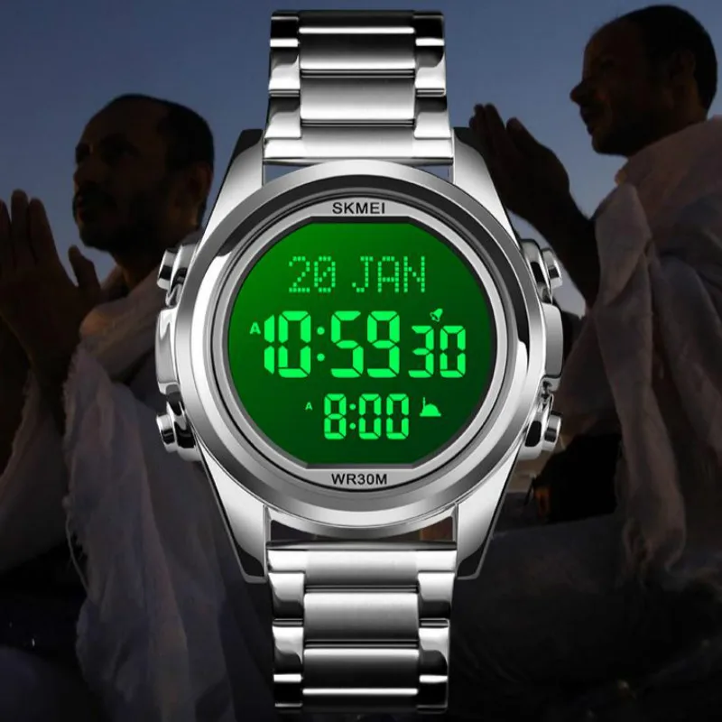 SKMEI-1667-Muslim-Watch-Qibla-Time-Reminder-Nmane-Display-Qibla-Compass ...