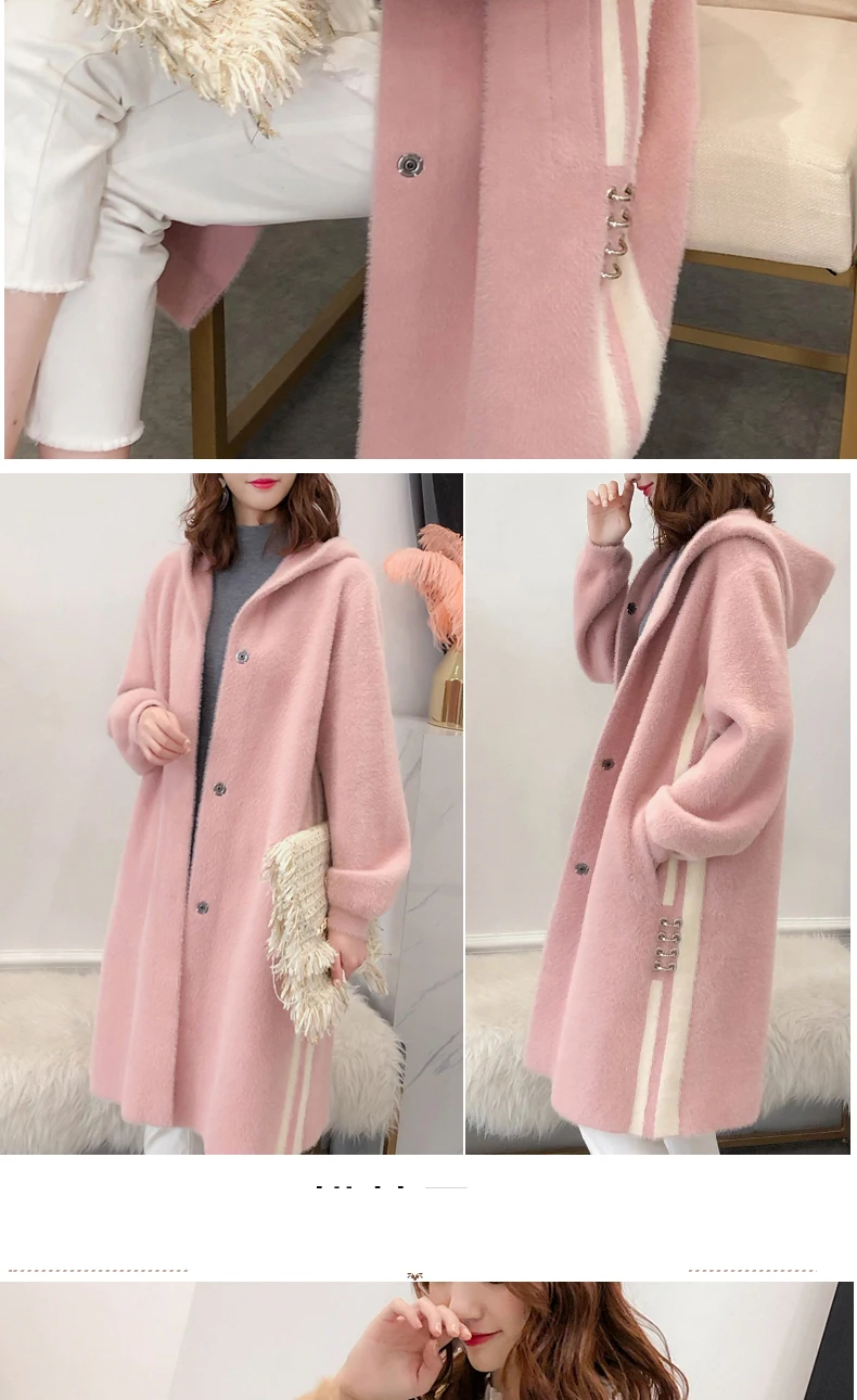 Светодиодная лампа направленного света вязаное пальто Женская длинная ...