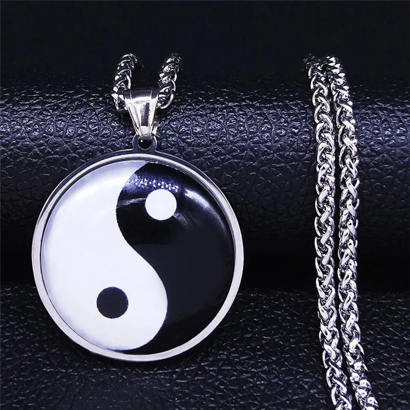 2021 Yin Yang Gossip Stainless Steel Chain Necklace Women/men Silver ...