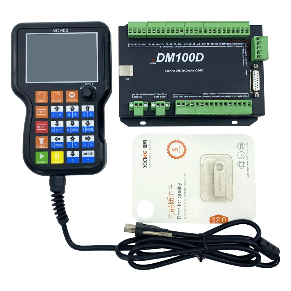 Shipping DM100 handheld offline CNC motion controller 3/4/5 axis G code USB handle remote ...
