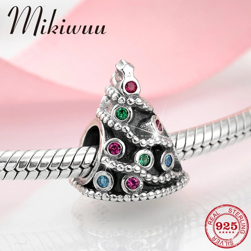 คริสต์มาสของขวัญ925เงินสเตอร์ลิงCZ Christmas Tree Diyเครื่องประดับทำพอดีOriginal Mikiwuu Charms ...