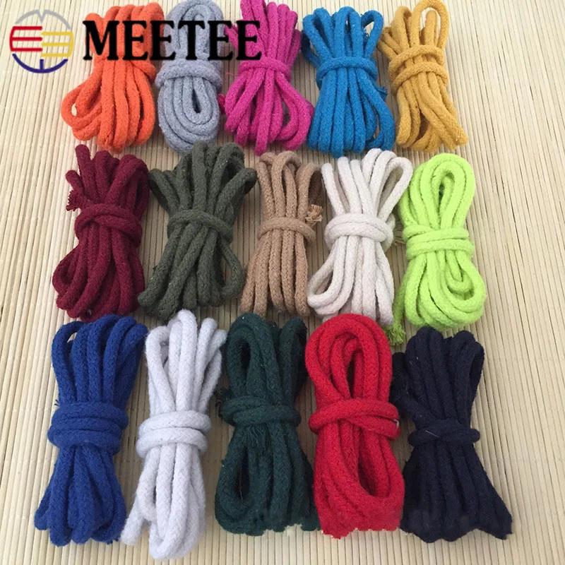 Meetee 20m 5mm Woven Cotton Rope 16 Strands Solid Cord For Pants Waist ...