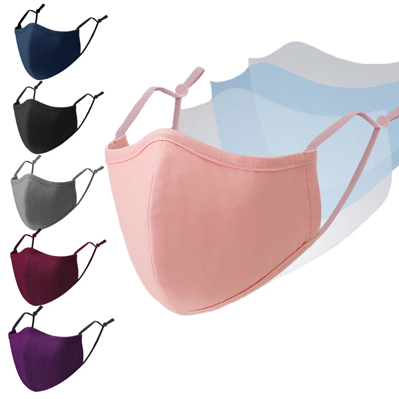 Cotton Solid Color Mask Pink Black Reusable Mouth Face Mask Anti Dust ...