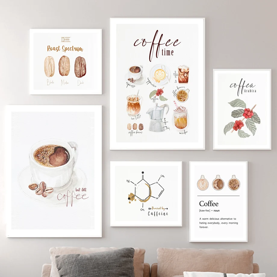 Elegant-Coffee-Caffeine-Cocoa-Cup-Wall-Art-Canvas-Painting-Nordic ...
