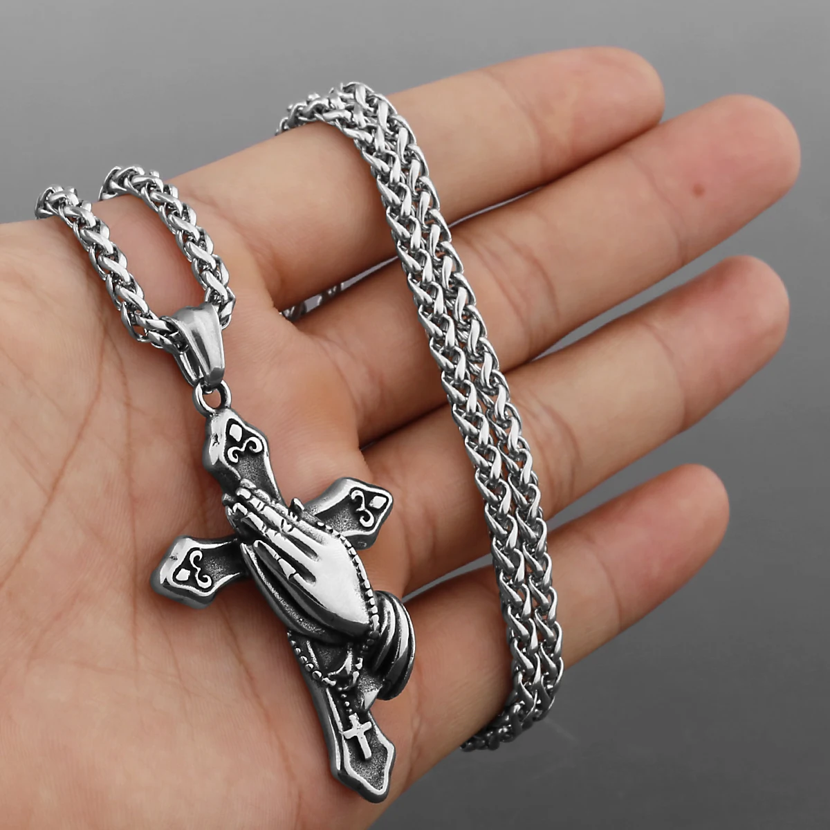 Vintage Religion Prayer Cross Necklace Men Women Christian Amulet ...