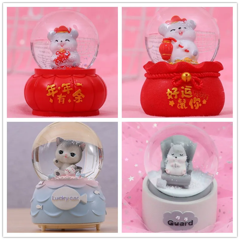 Mouse Crystal Ball Music Box Pink Girl Star Moon Rainbow Unicorn ...