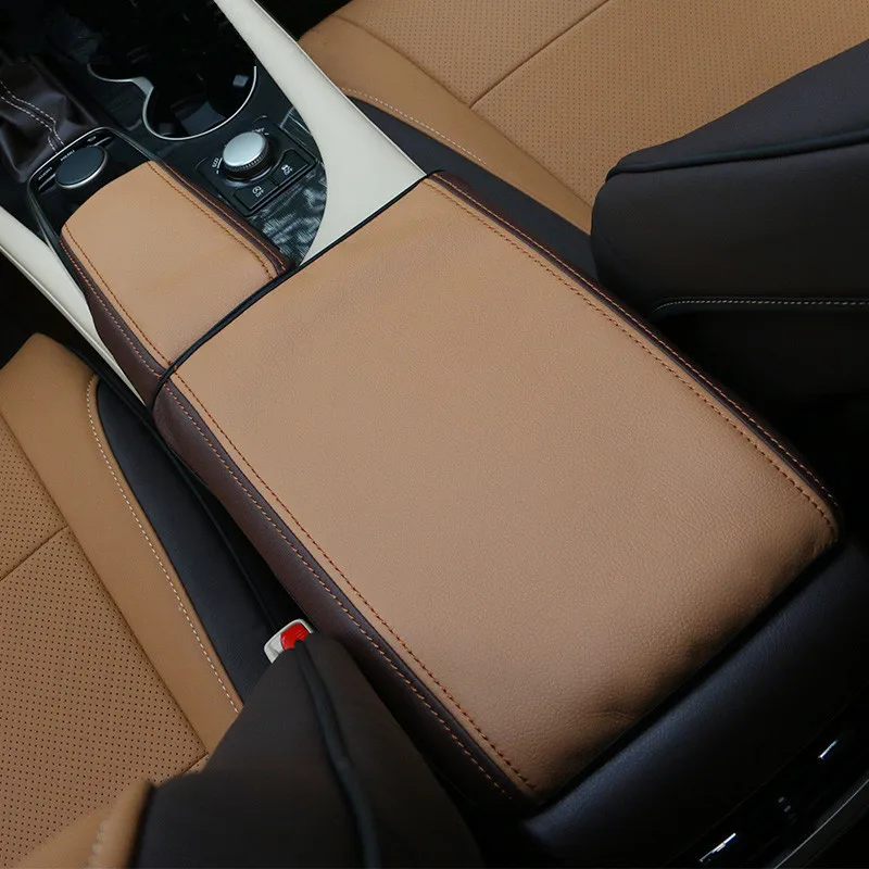 Cnoricarc Leather Car Armrest Cover Pad Center Console Storage Box ...