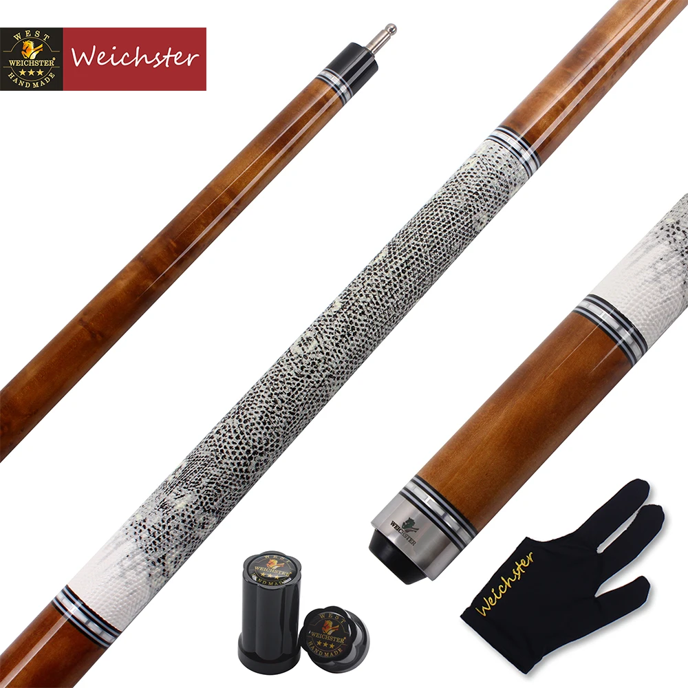 Weichster-58-1-2-Billiard-Pool-Cue-Stick-Birdeye-Maple-Wood-with-Snake ...