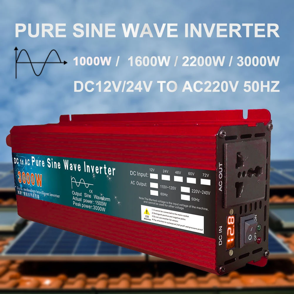 Inverter 12v 220v 1000w 2000w 3000w Dc 24v 48v 60v To Ac 220v Pure Sine ...