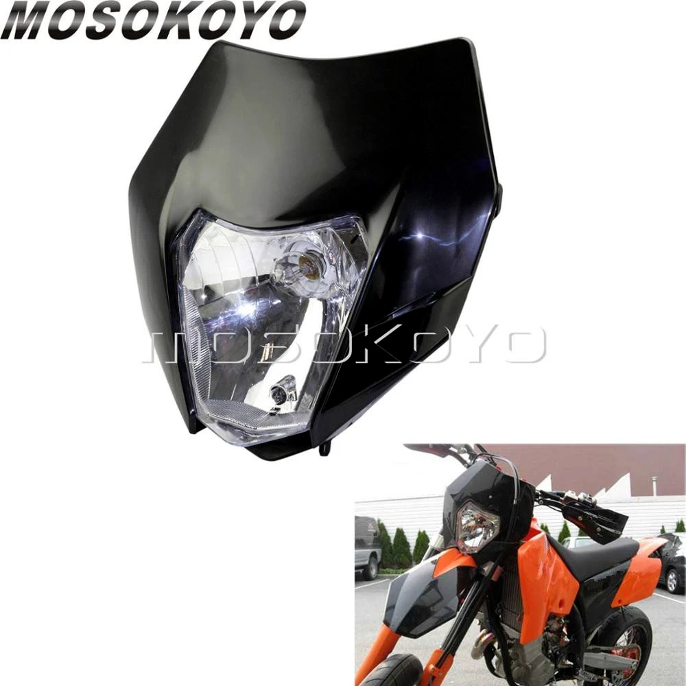 Black Dirt Bike Headlight Motocross Head Light Enduro Front Lamp for ...
