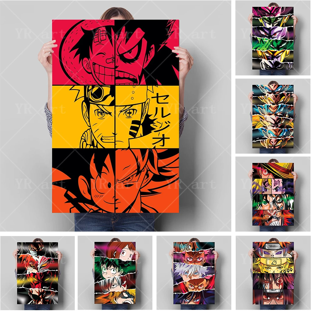 Japanese Anime Poster Naruto One Piece Luffy Dragon Ball Wall Art ...