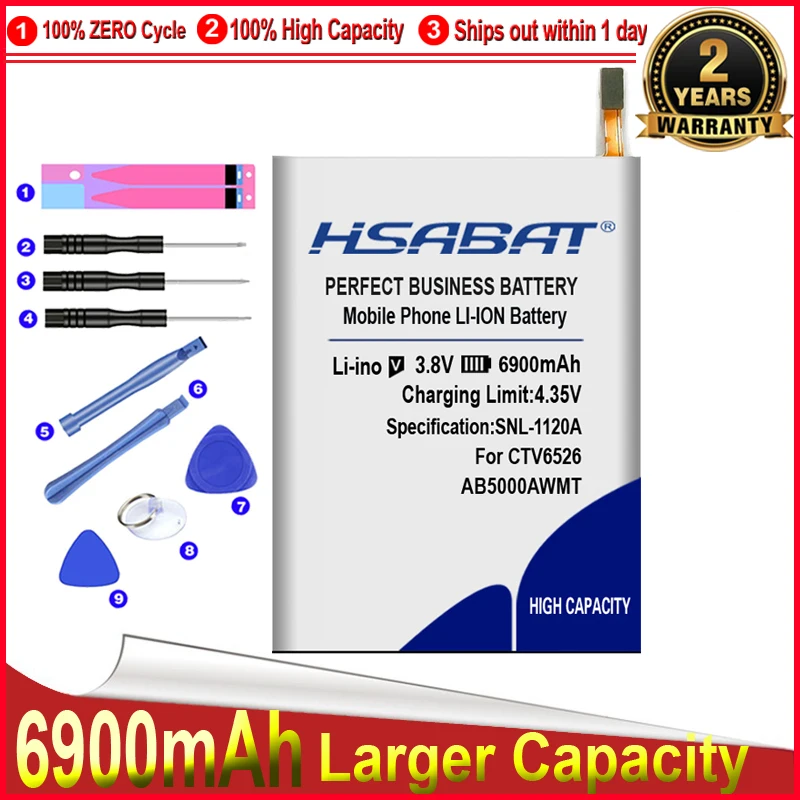 HSABAT 0 사이클 6900mAh AB5000AWMT 배터리, 필립스 v526v787 V377, 제늄 ctv526용 고품질 ...