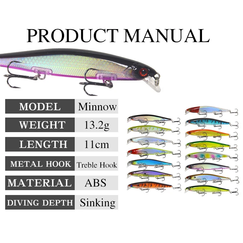 Laser Minnow Fishing Lure - 11cm, 13.5g - Easy Fishing Tackle