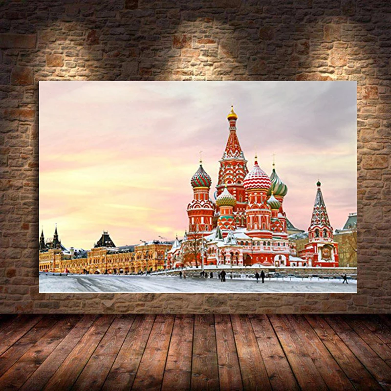 Modern Red Square In Moscow Poster Canvas Painting Russia Wall Posters ...