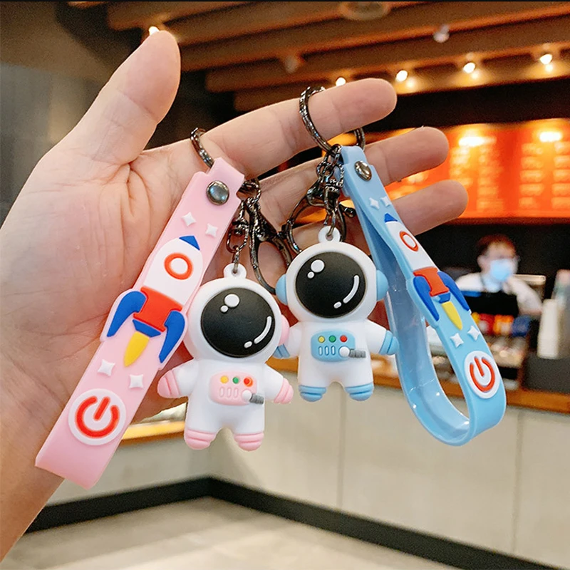 Cartoon Space Astronaut Rocket Planet Keychain Cute 3d Spaceman Figure ...
