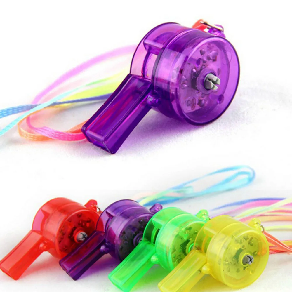Flashing Whistle Colorful Lanyard LED Light Up Fun In the Dark Party ...