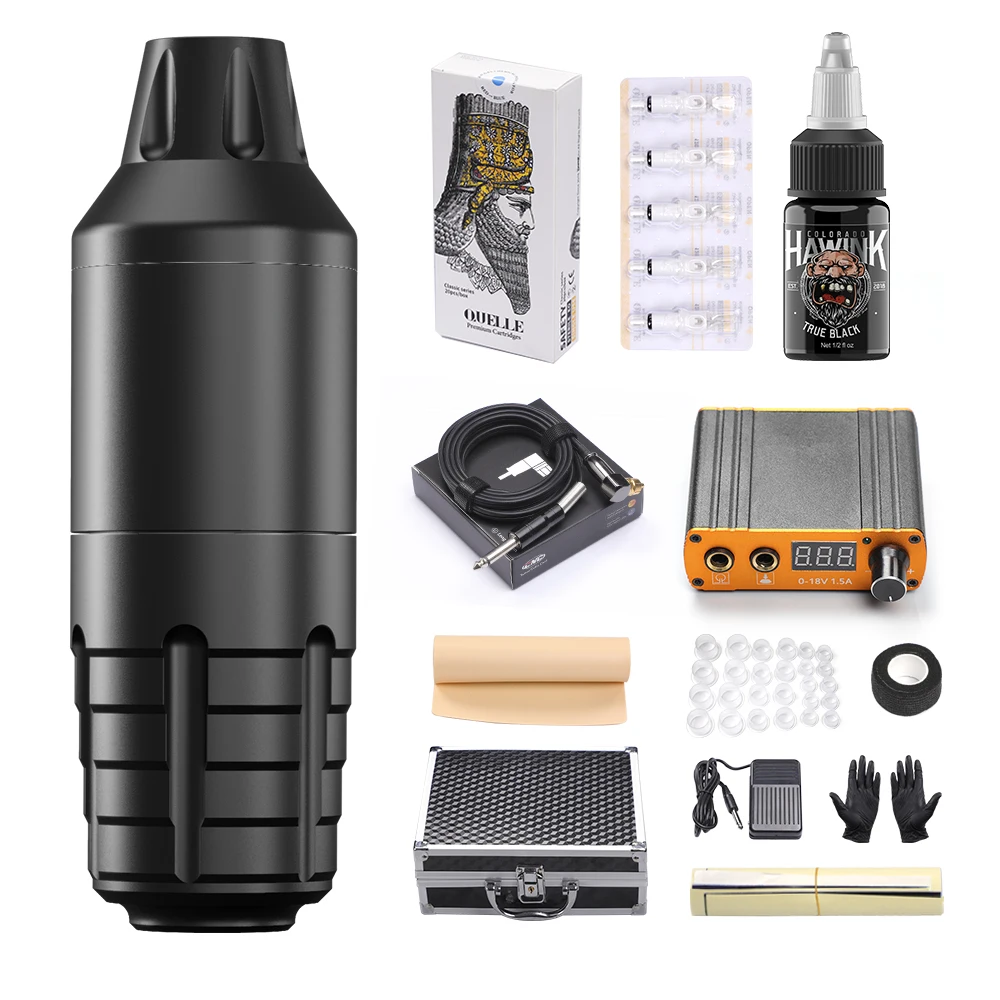 Complete-Tattoo-Kit-2-Tattoo-Machines-Gun-Black-Ink-Set-Power-Supply ...