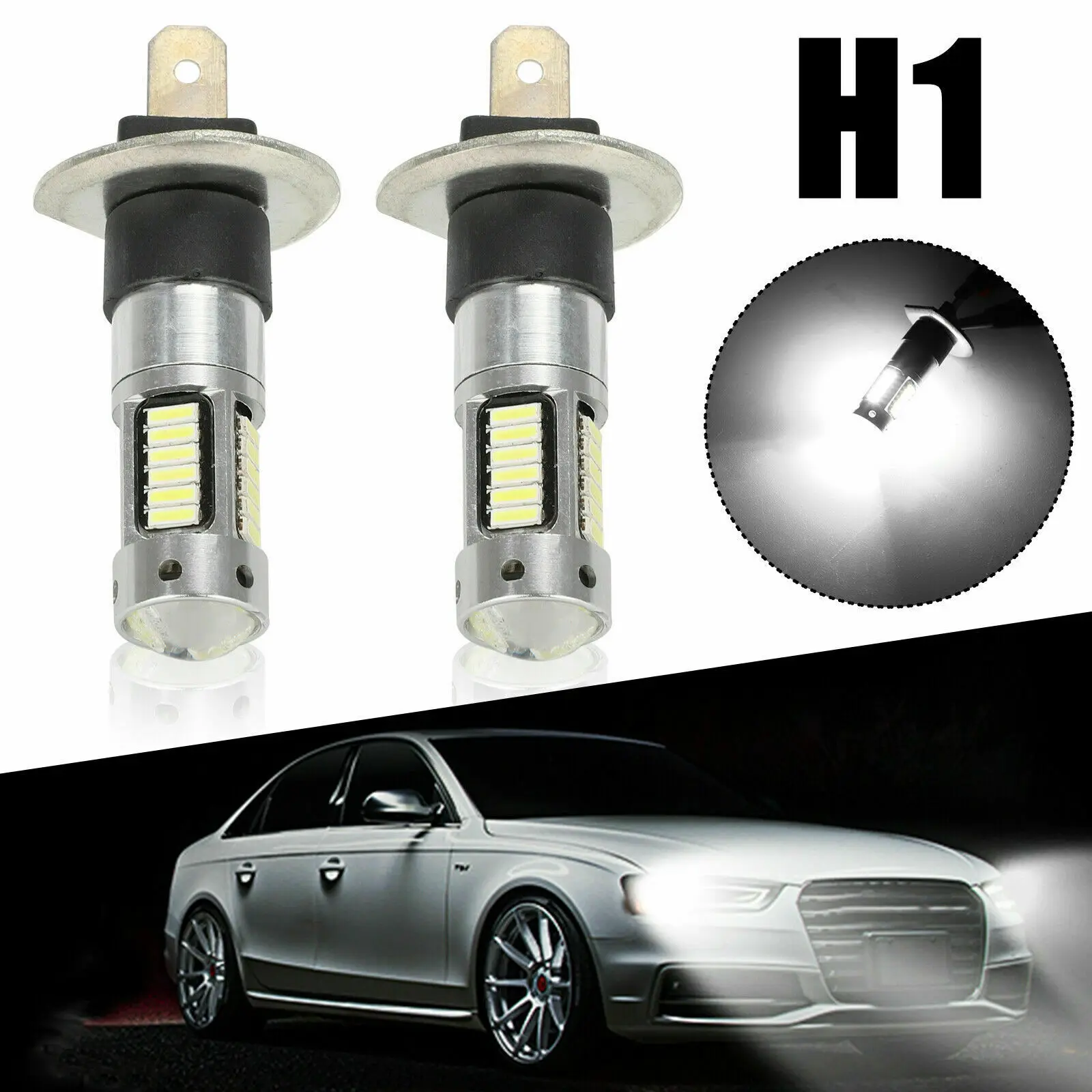 2PCS-12V-H1-LED-Light-FOR-CAR-LED-Lamp-Headlight-Kit-High-Beam-Bulbs ...