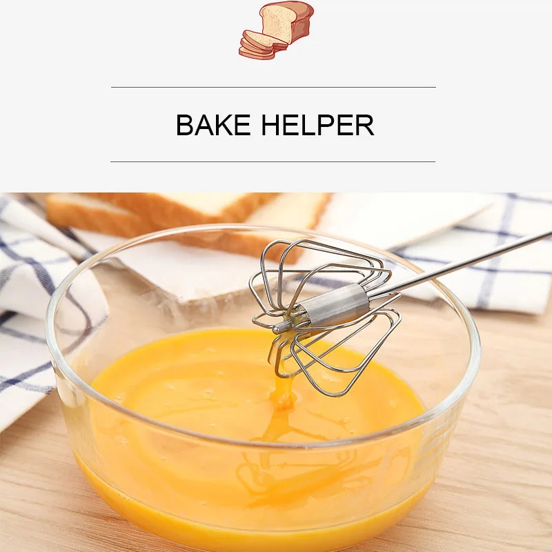 Hot Semi-auto Mixer Egg Beater Manual Self Turning Stainless Steel ...