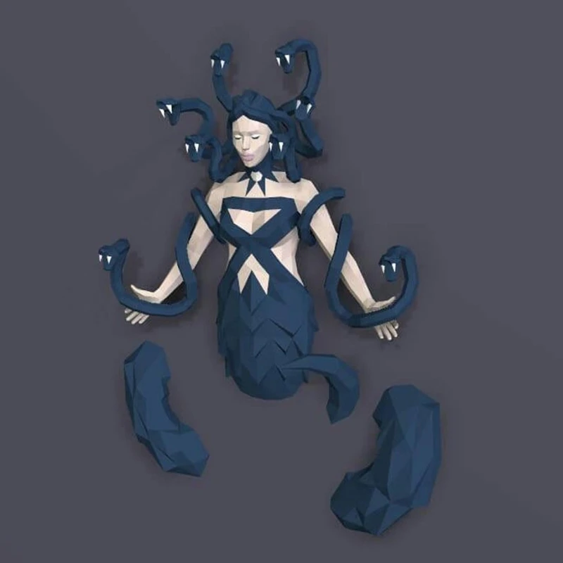 MEDUSA-Papercraft-DIY-3D-Paper-Model-Sculpture-Low-Poly-Manualidad ...