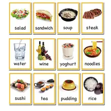 45pcs Food Cards English Flash Card Handwritten Montessori Early ...