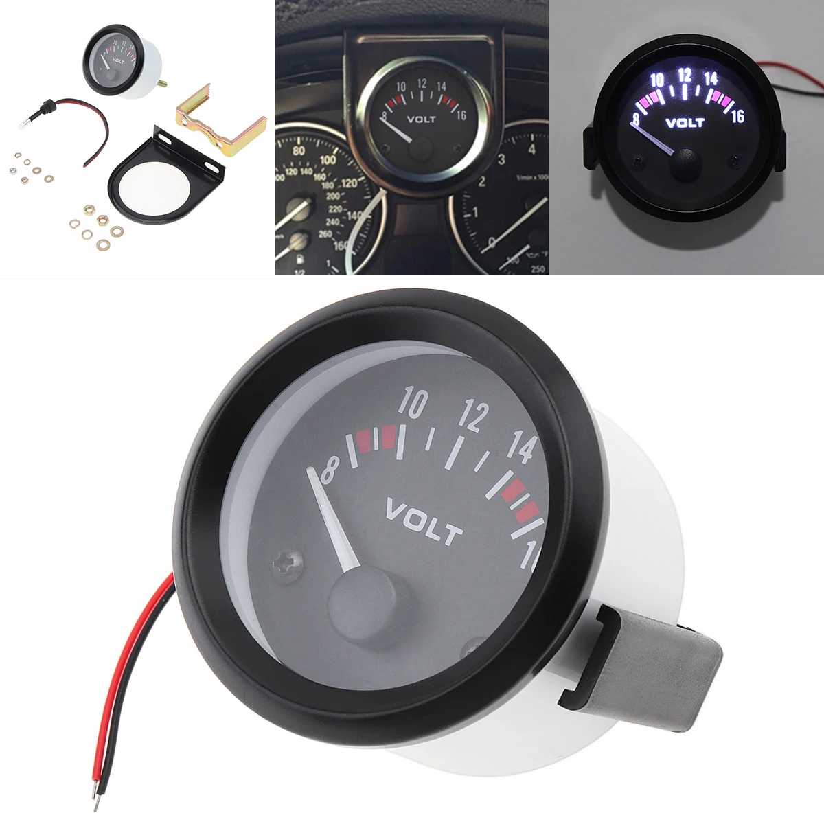 1-Pc-2-52MM-12V-DC-8-16V-Universal-Black-LED-Electrical-Car-Volt-Meter ...