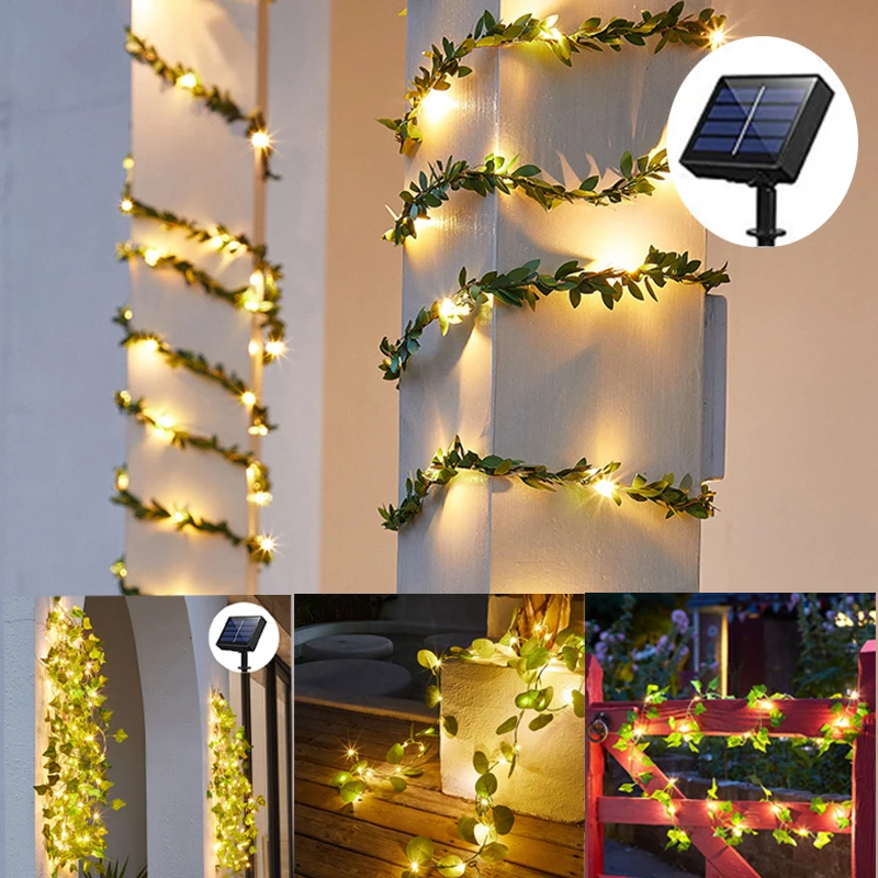 Solar Ivy String Lights Led Outdoor Artificial Vine Lights Garland ...