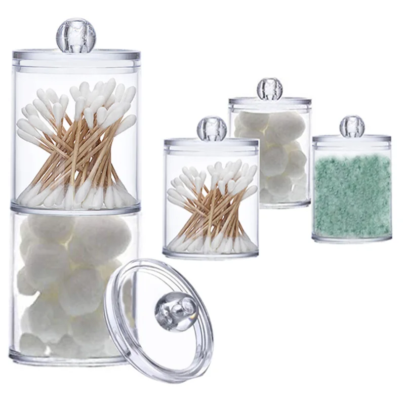 Acrylic Makeup Organizer Cotton Swabs Qtip Container Cosmetic Makeup ...