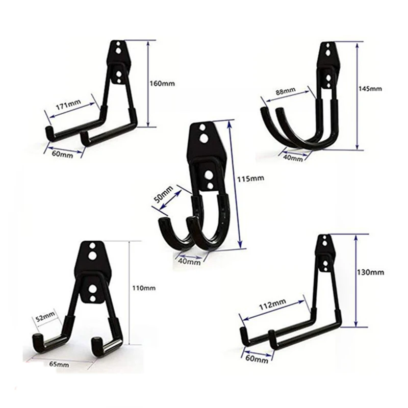 Steel Garage Storage Utility Double Hooks Heavy Duty Wall Mount Multi ...
