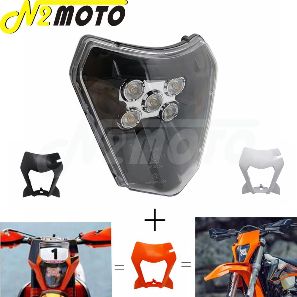 Motocross-Enduro-LED-Headlight-Headlamp-Mask-Cover-For-KTM-125-150-250 ...