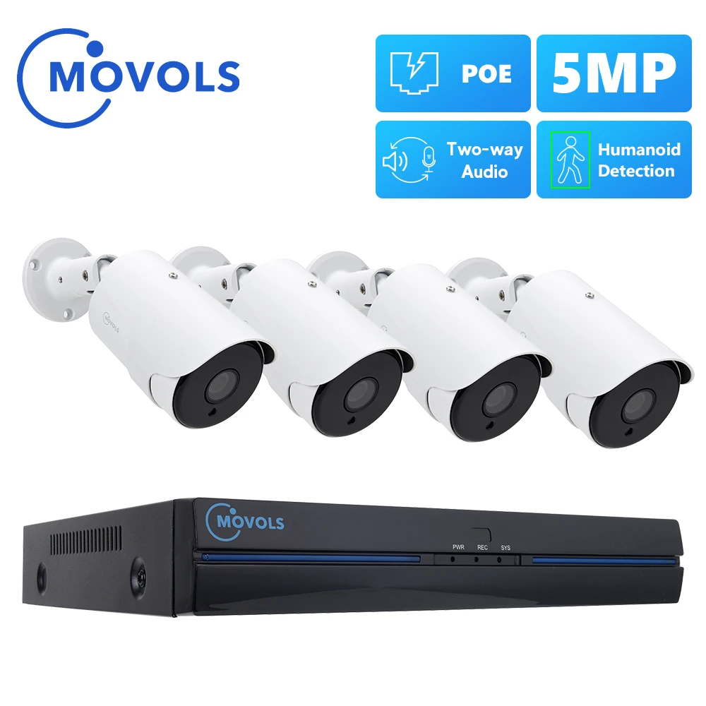 Movols 5mp Poe Security Camera System 8ch H.265 Ai Two Way Audio Nvr ...