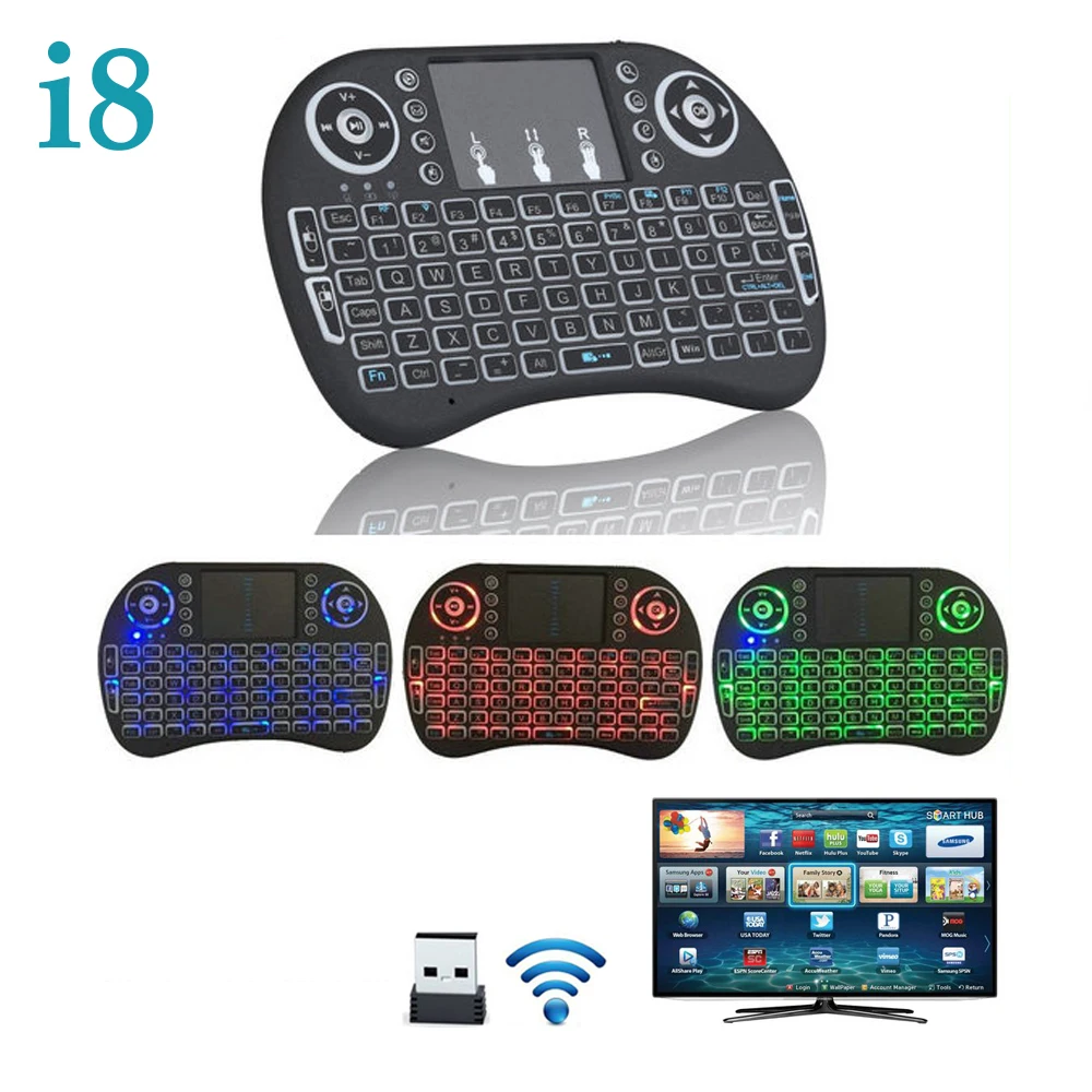 I8 Mini Handheld Qwerty Keyboard 2.4g Wireless Backlit Air Mouse Remote ...