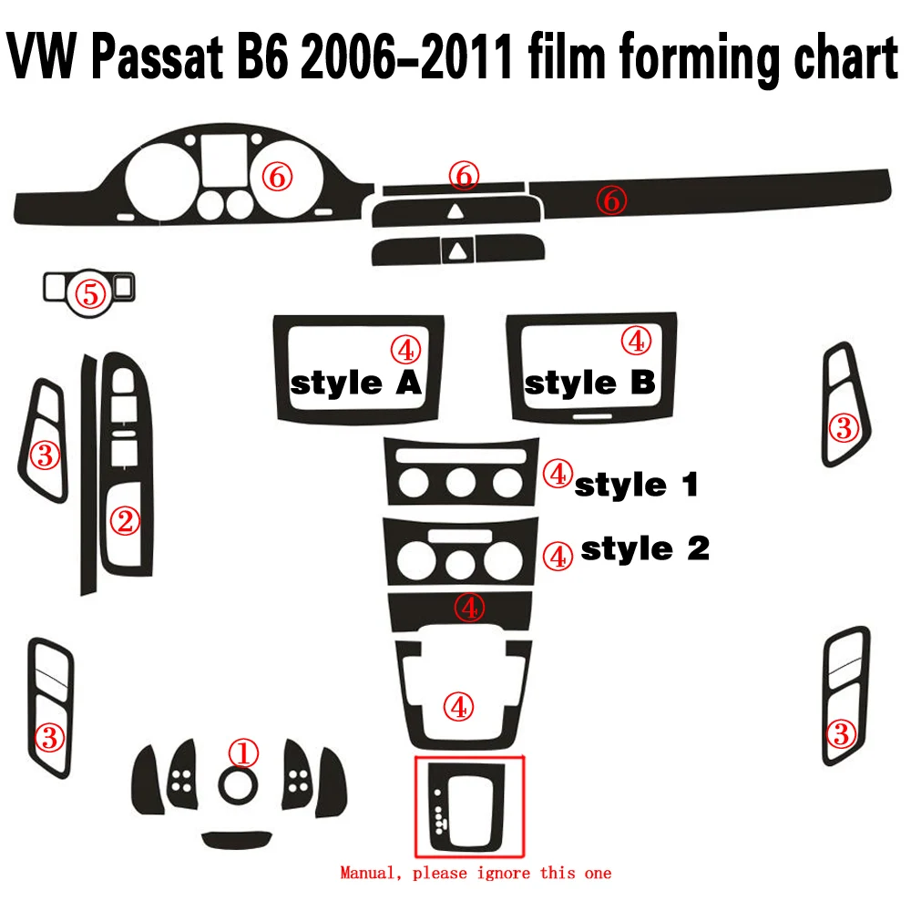 For-Volkswagen-Passat-B6-2006-2011-Self-Adhesive-Car-Stickers-Carbon ...