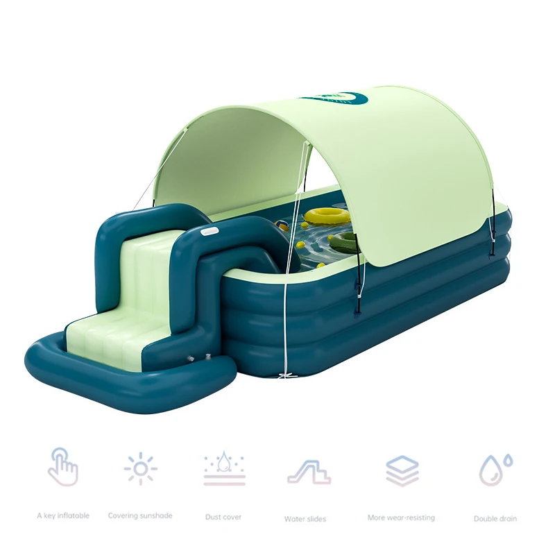 Pop Up Swimming Pool Inflatable Slide Playground Pool Supply Portable ...