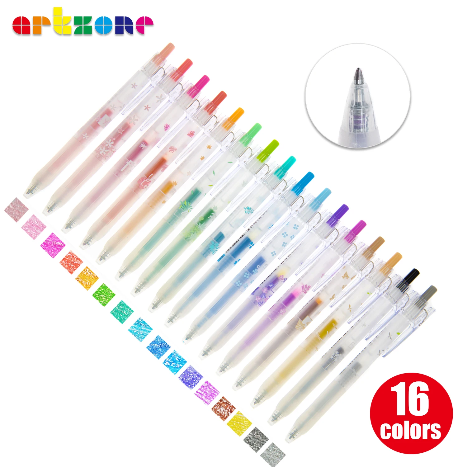 16-Juice-Retractable-Glitter-Gel-Pen-0-7mm-Metallic-Color-Pen-Set-for ...