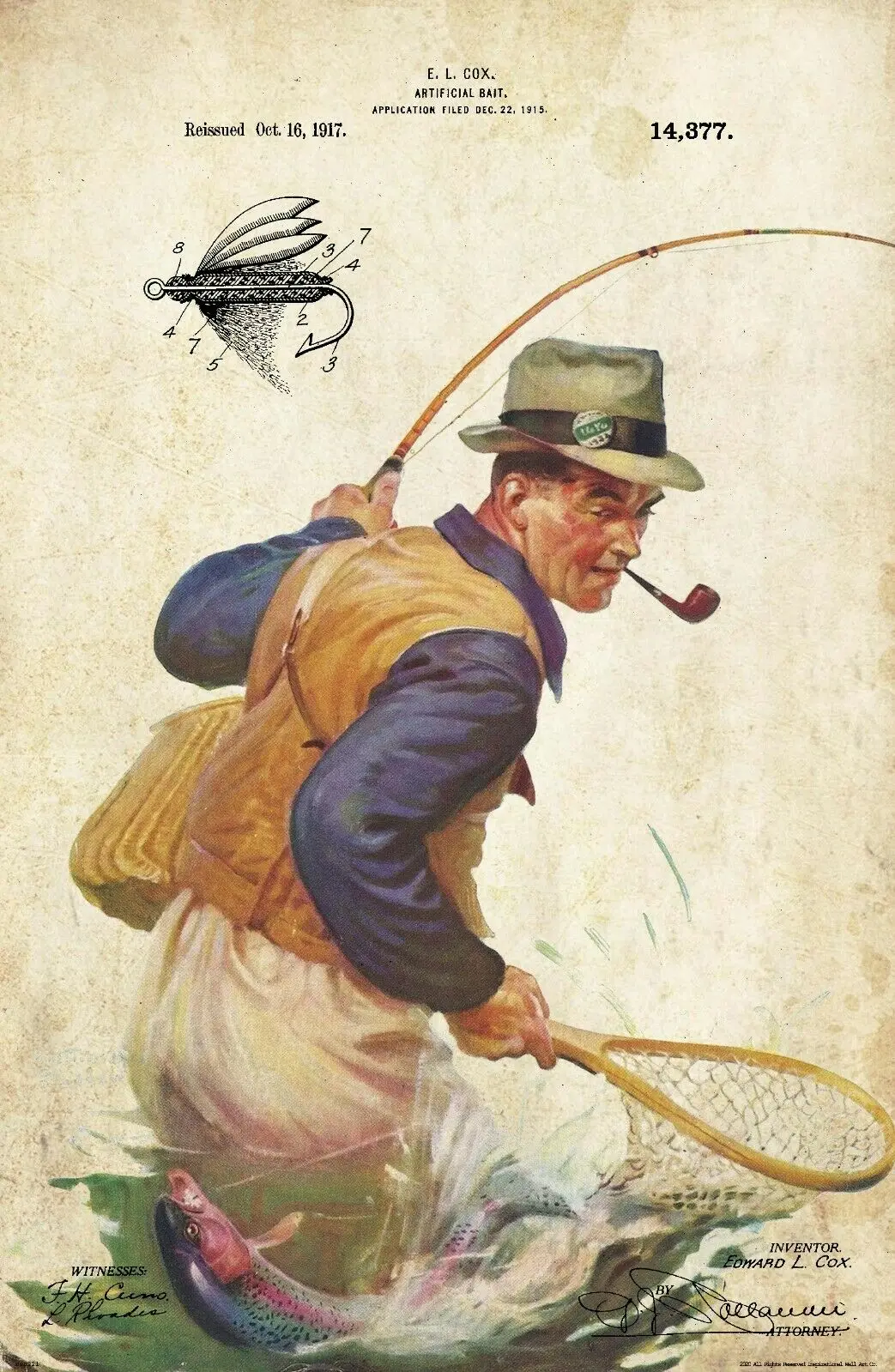 Vintage Fly Fishing Lure Art Silk Poster Decorative Wall Painting ...